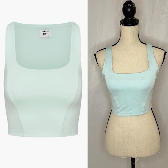 Sunday Best | Tops | Sunday Best Jagger Crop Top In Frosted Aquamarine ...